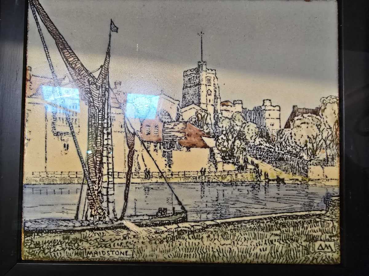 Lot 373 - A framed and glazed painting of river scene